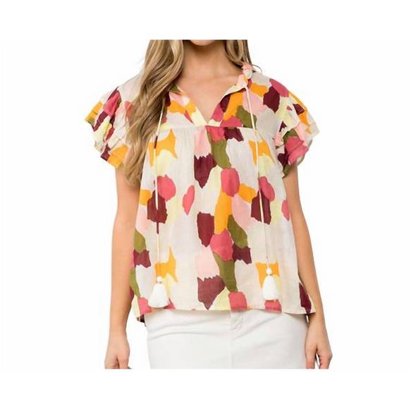 THML | Tops | New Thml Multi Spotted Top In Pink | Poshmark